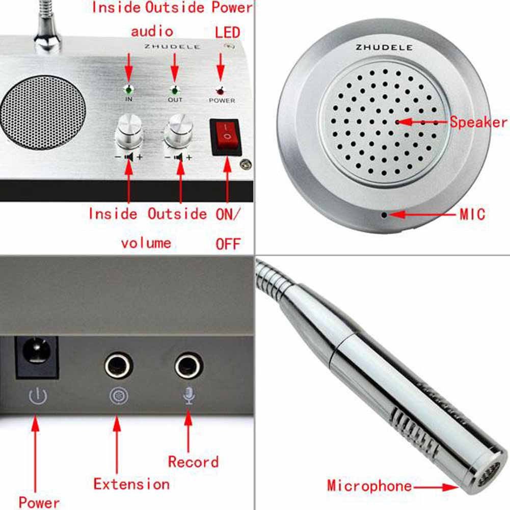 Higoo ZDL-9908 Bank/Office/Store/Station Counter Window Intercom System, Dual-Way Intercommunication Microphone, Interphone System