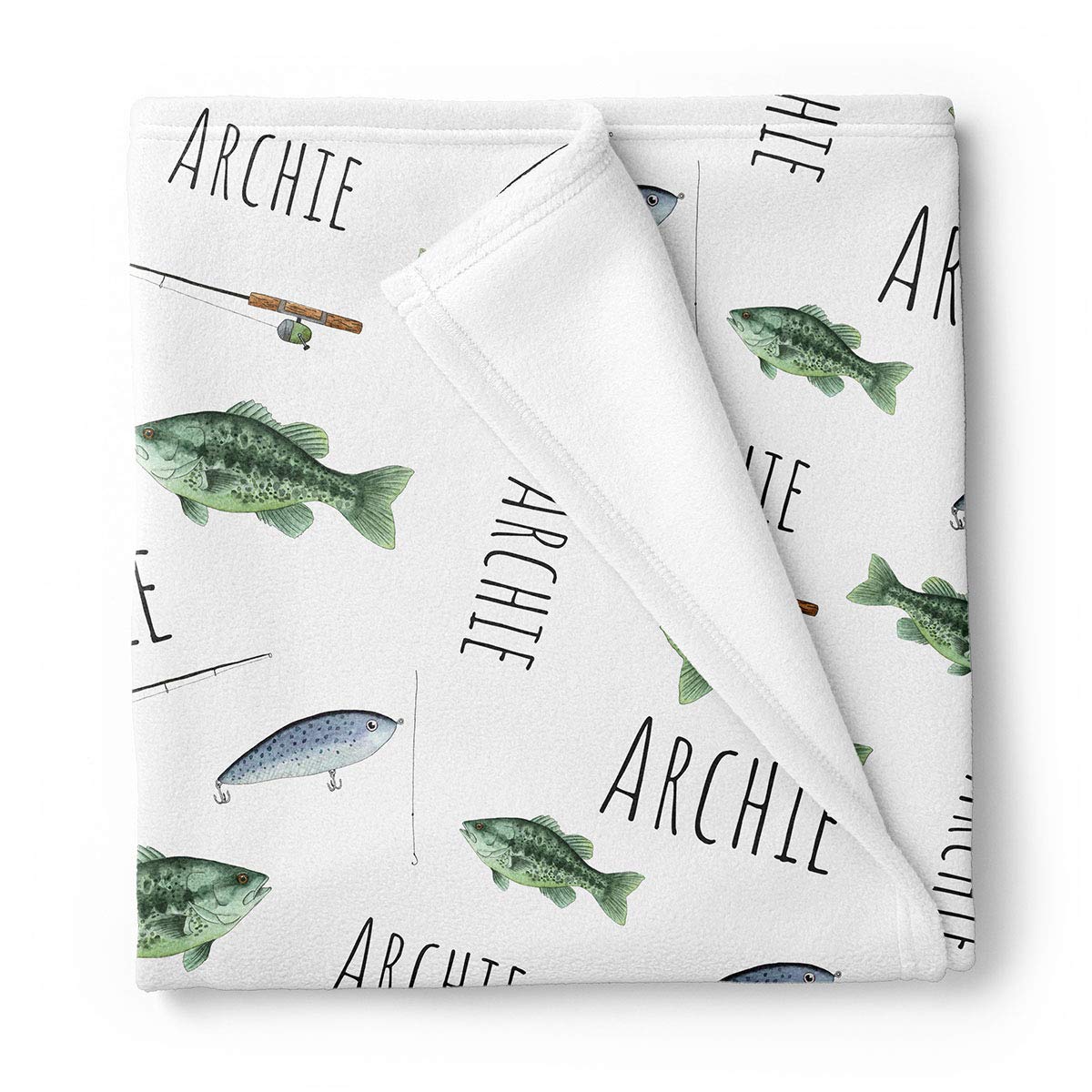 Lovable Gift Co Fishing Personalized Baby Receiving Swaddle Blanket