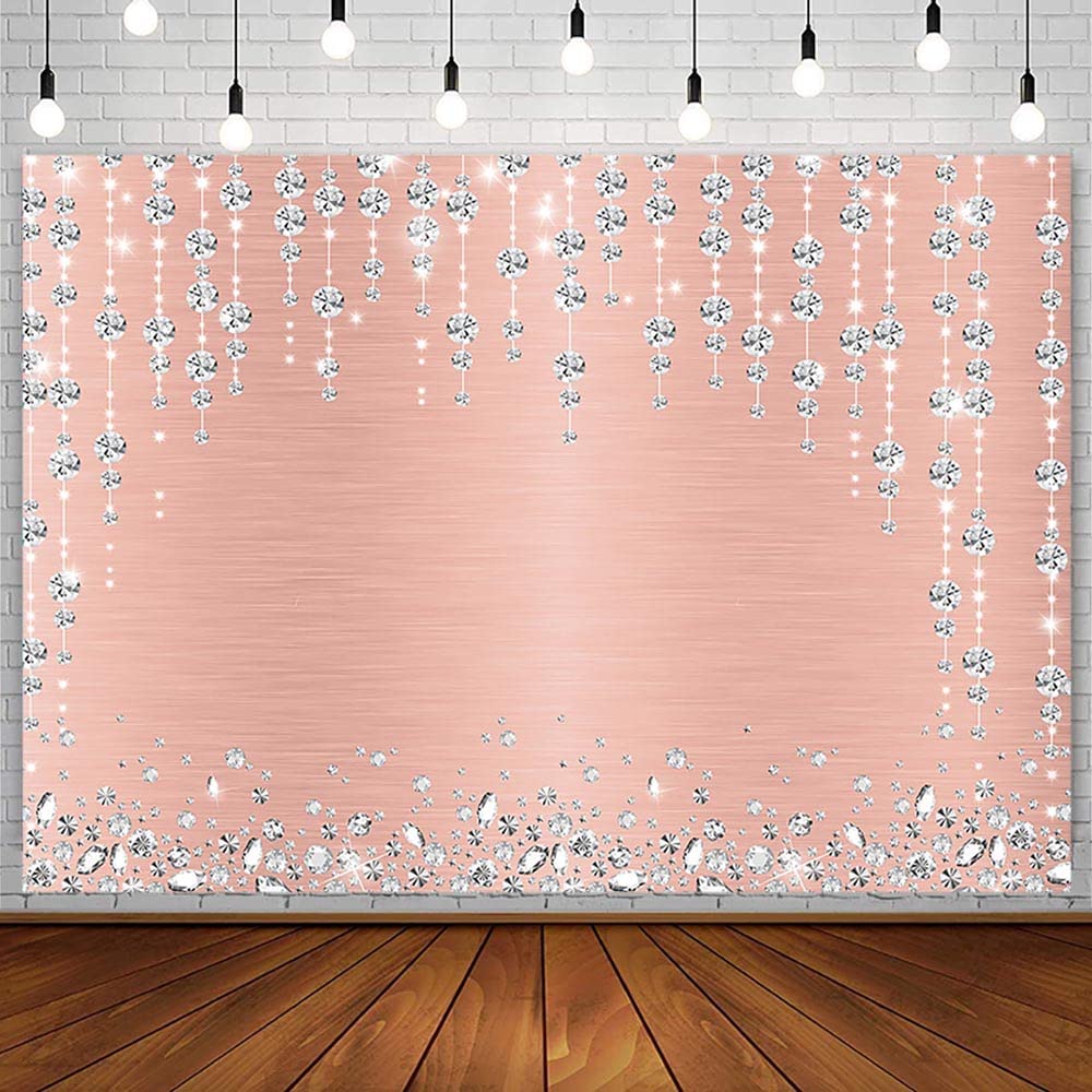 Sendy SENDY 7x5ft Rose Gold Diamonds Curtain Backdrop for Photography Birthday Party Decorations Wedding Bridal Shower