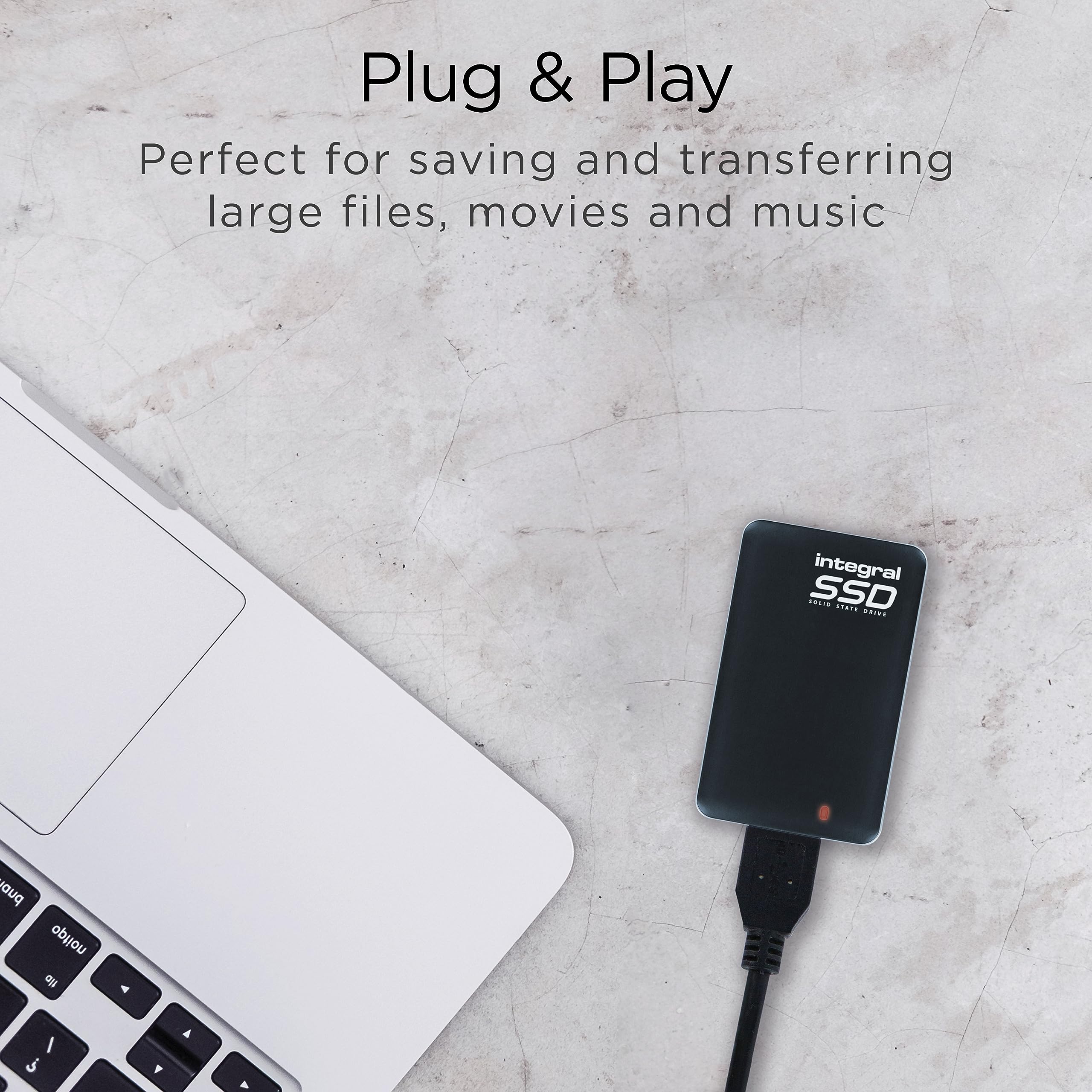 Integral 480GB Portable SSD Drive USB 3.0 External SSD Black