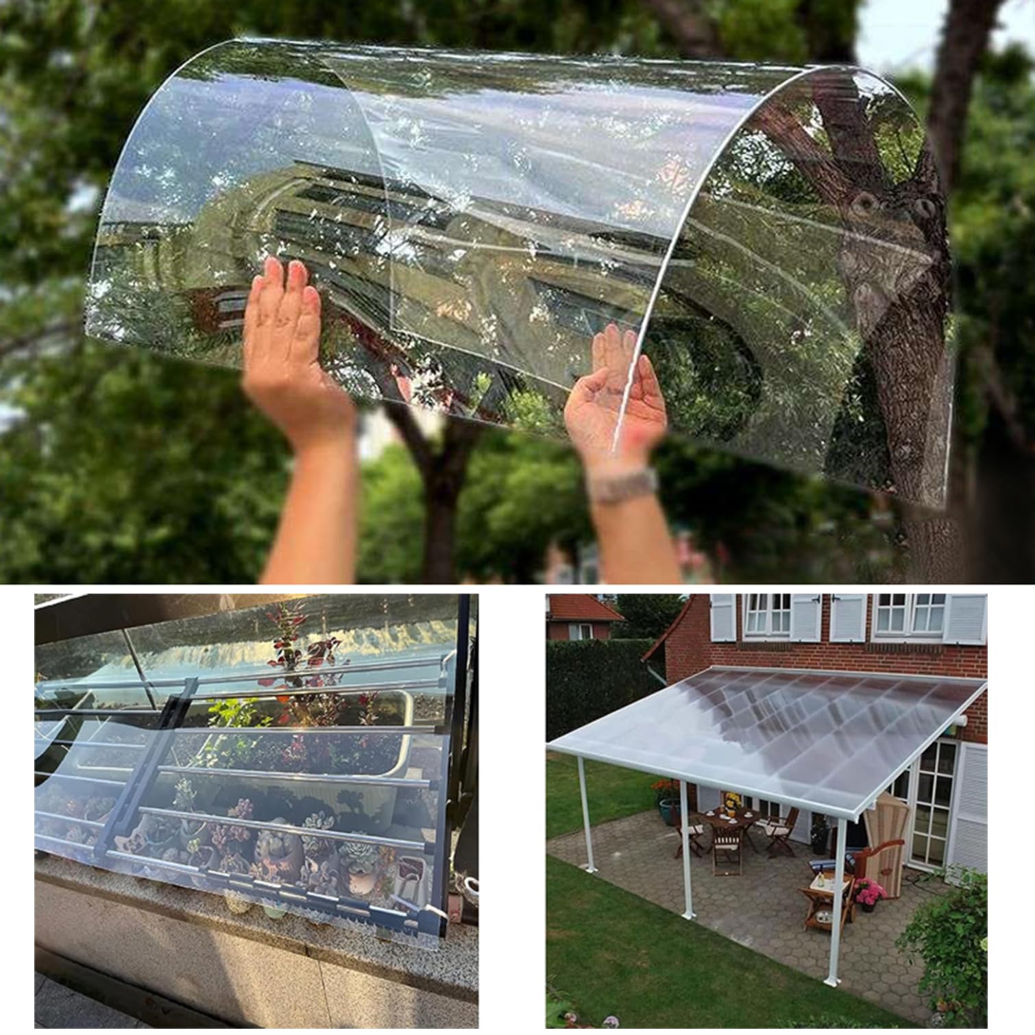 Clear Polycarbonate Sheets Poly Plastic Roof Panel,Anti-UV Rainproof,Transparent Acrylic Sheet,Greenhouse Canopy Carport Cold Frame Replacement Shed Panel,Easy to Bend & Cut (3.3 x 6.6ft)