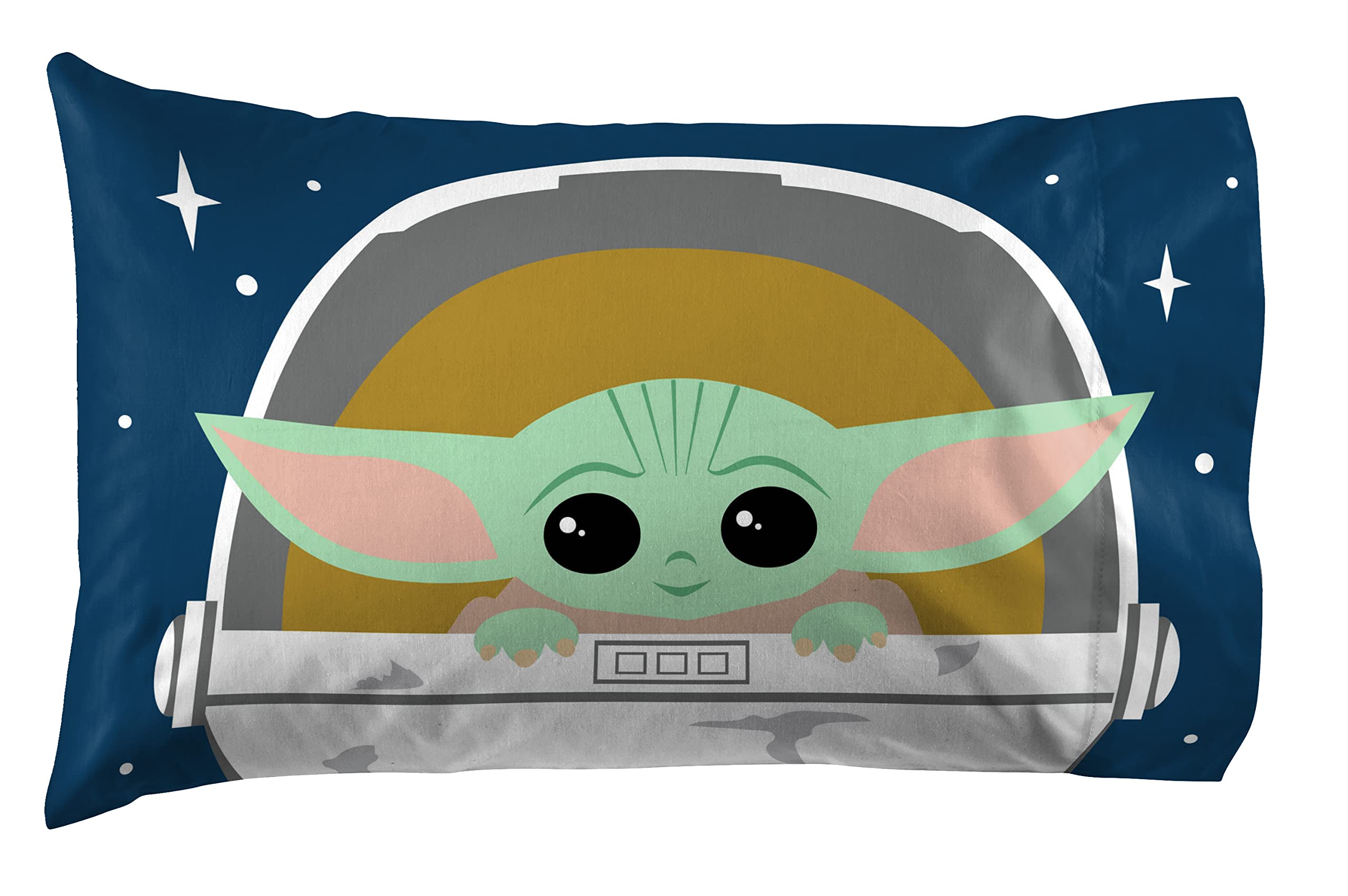 Jay Franco Star Wars The Mandalorian Hello Grogu Full Size Sheet Set - 4 Piece Set Super Soft and Cozy Kid’s Bedding - Fade Resistant Microfiber Sheets (Official Star Wars Product)