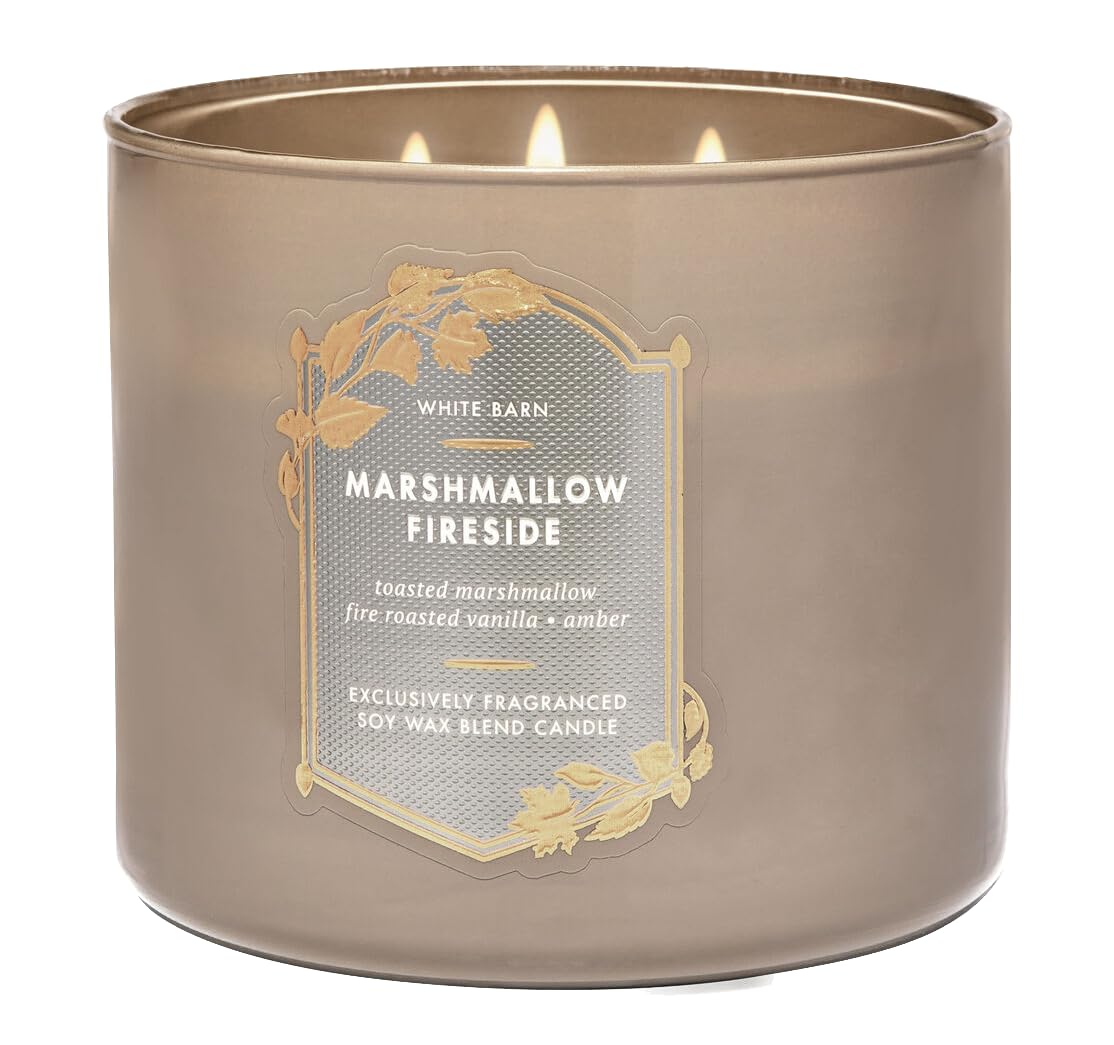 Bath + Body Works Marshmallow Fireside Candle - Fire Roasted Marshmallows + Rich Vanilla - 3 Wick Marshmellow Scented Candle for Fall - 14.5 Ounces - Fall Candles, 2024.
