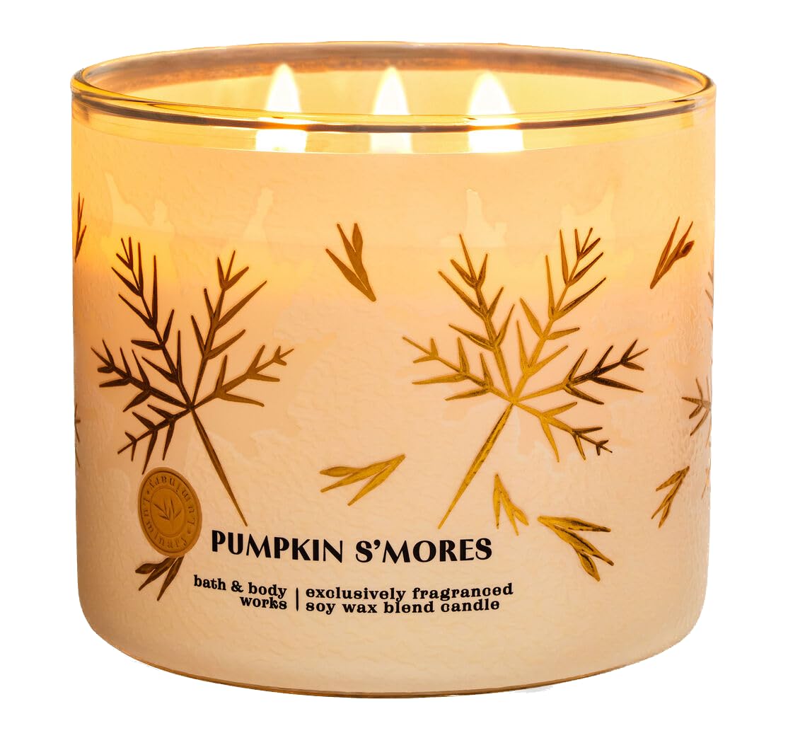 Bath + Body Works Pumpkin S'Mores Candle - Roasted Marshmallows + Melted Chocolate w/Pumpkin Graham Crackers - 3-Wick Bakery/Pumpkin Treat Scented Candle for Fall - Large, 14.5 oz