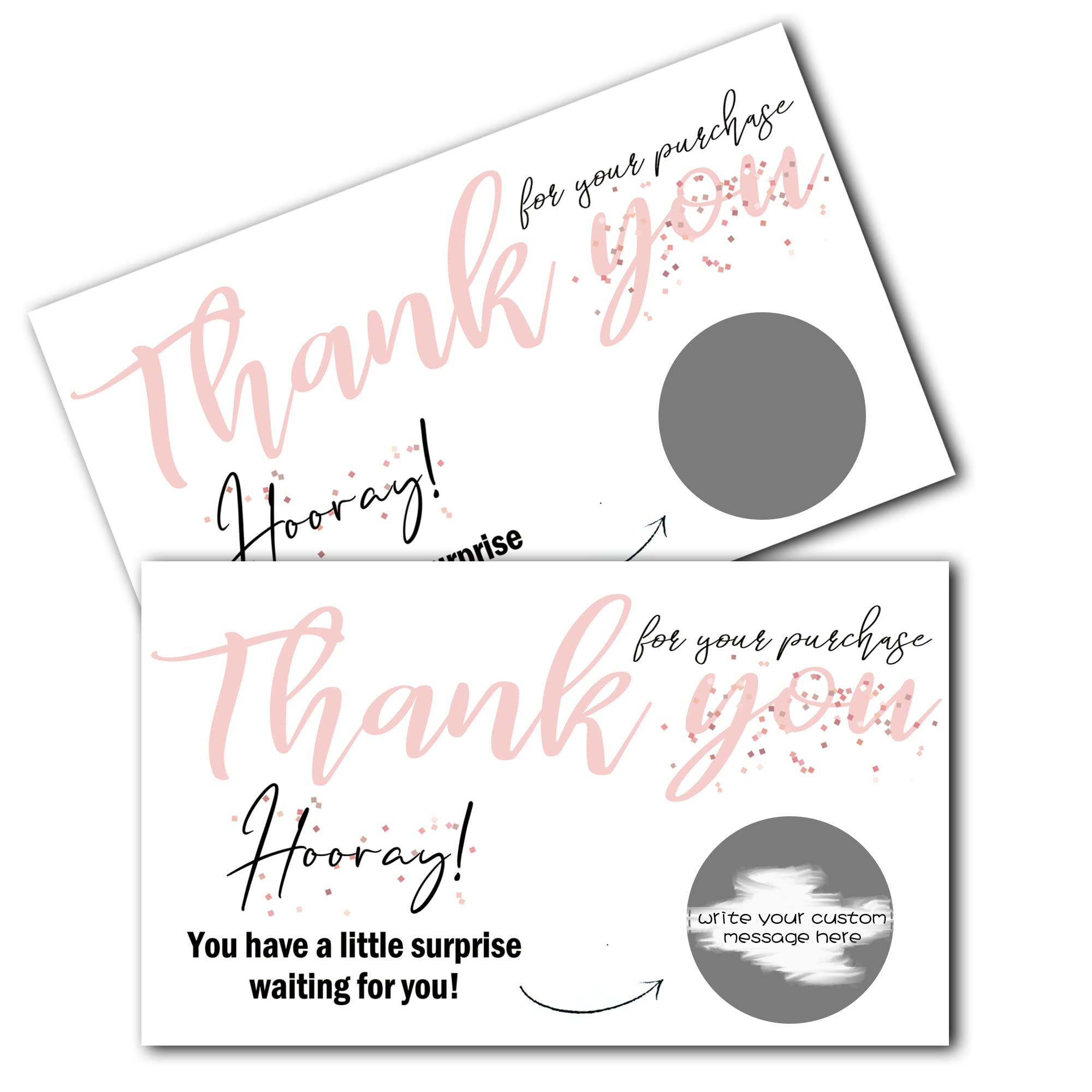 Thank You For Your Purchase Scratch Off Cards - Blank Gift Certificate Cards - Small Business Thank You for Order Cards - Make Your Own DIY Pink Scratch Off Cards - 50 Cards And 50 Stickers(C05)