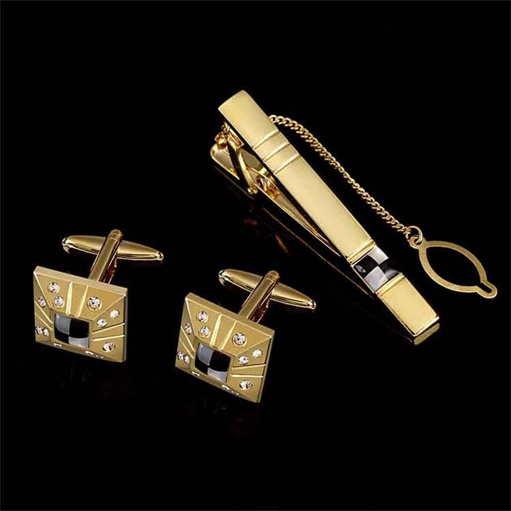 ADKHF Men's Cuff Stud Party Tie Clip Cufflink Set French Shirt Business Party Party Pin (Color : A, Size