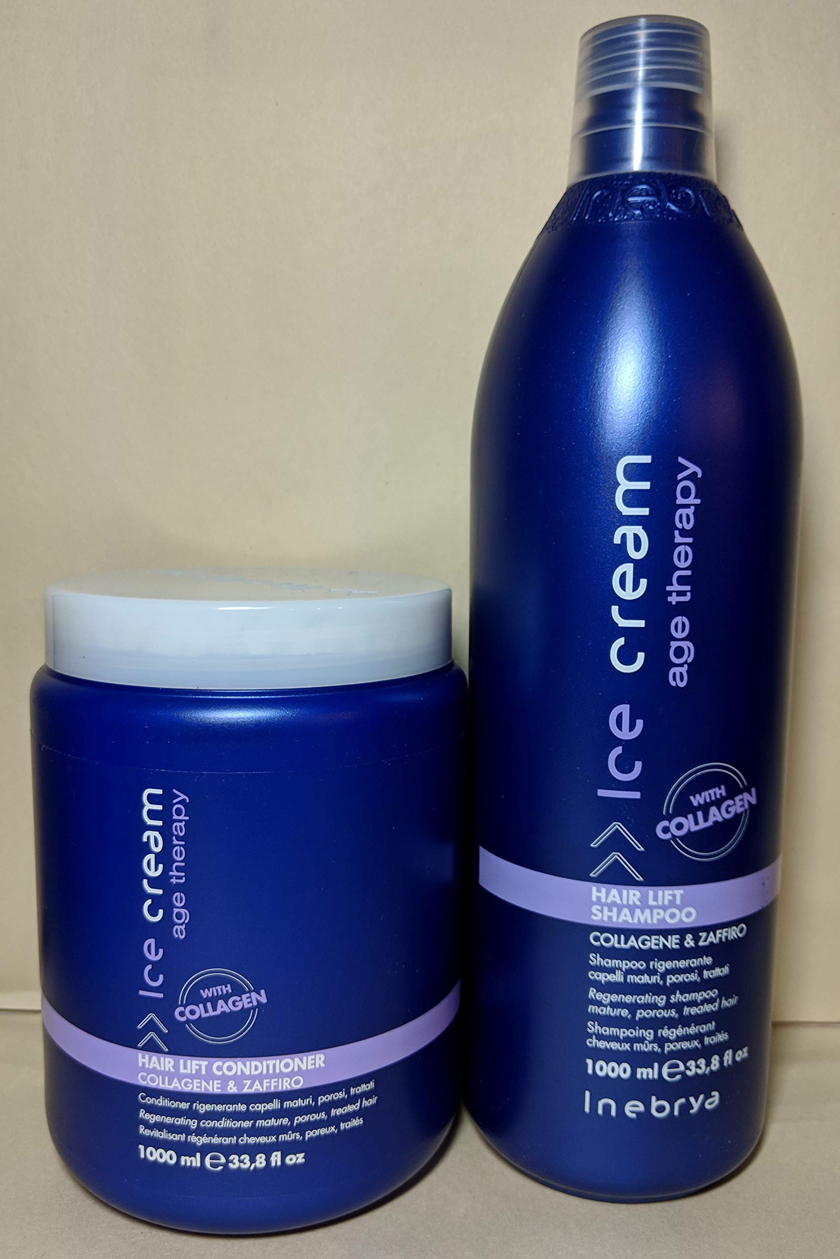Inebrya Ice Cream Age Therapy with Collagen Hair Lift Shampoo 33.8oz & Conditioner 33.8oz Duo