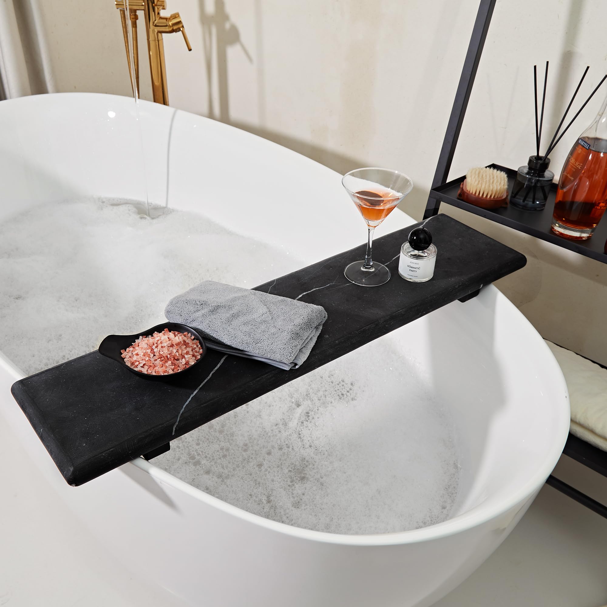 Bath Accessories,Elegant Black Marble Bath Essential,Black Marble Bath Accessories, Craftsmanship,Modern Bathroom Decor,Bathroom Accessories(Marble Bath Caddy)