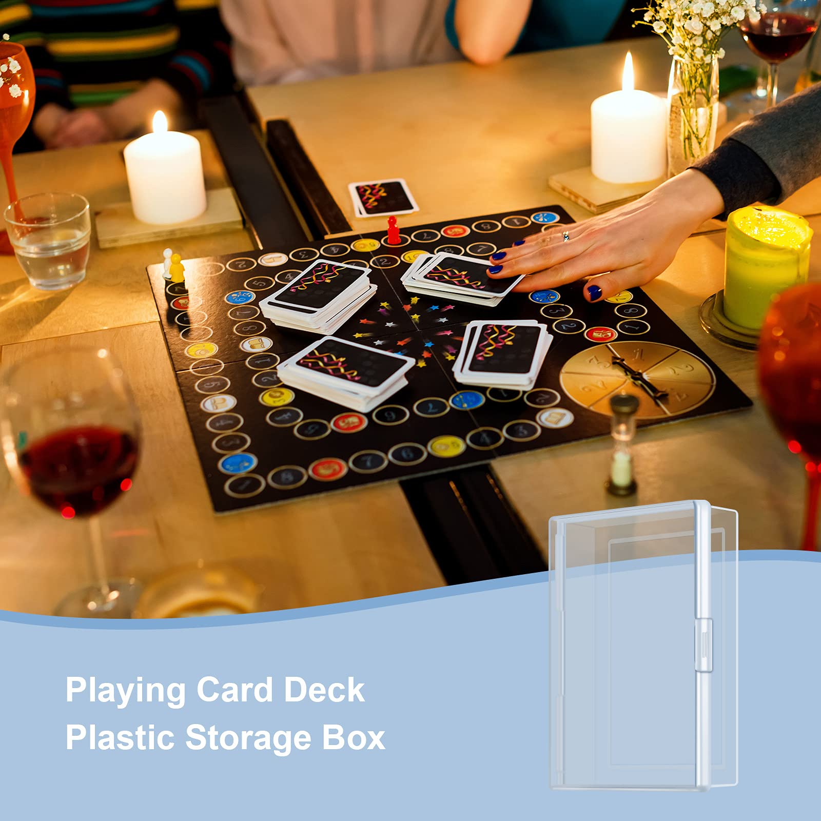Jetec 3 Pieces Playing Card Case Clear Blank Card Deck Box Holder Plastic Playing Game Card Storage Box Holder for Bank Card, Business Card, Game Card