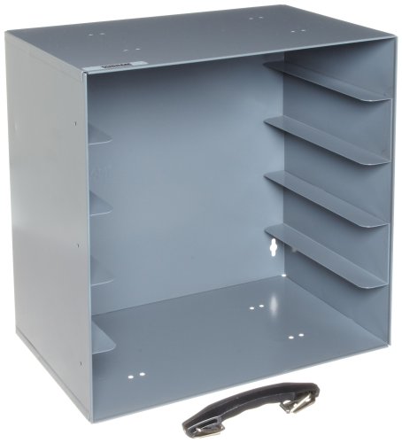 Durham 291-95 Gray Cold Rolled Steel Rack for 5 Large Plastic Compartment Boxes, 13-1/2" Width x 13-1/4" Height x 9-1/8" Depth