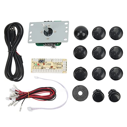 Arcade Controller Kit, Plug and Play Arcade Joysticks Part Dustproof Washers for Arcade Games(Black)