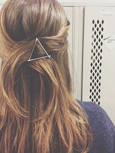Minimalist Geometric Triangle Hair Clip, Dainty Hollow Metal Hairpin Clamps Accessories Barrettes Bobby Pin Ponytail Holder Statement (Gold and Silver)