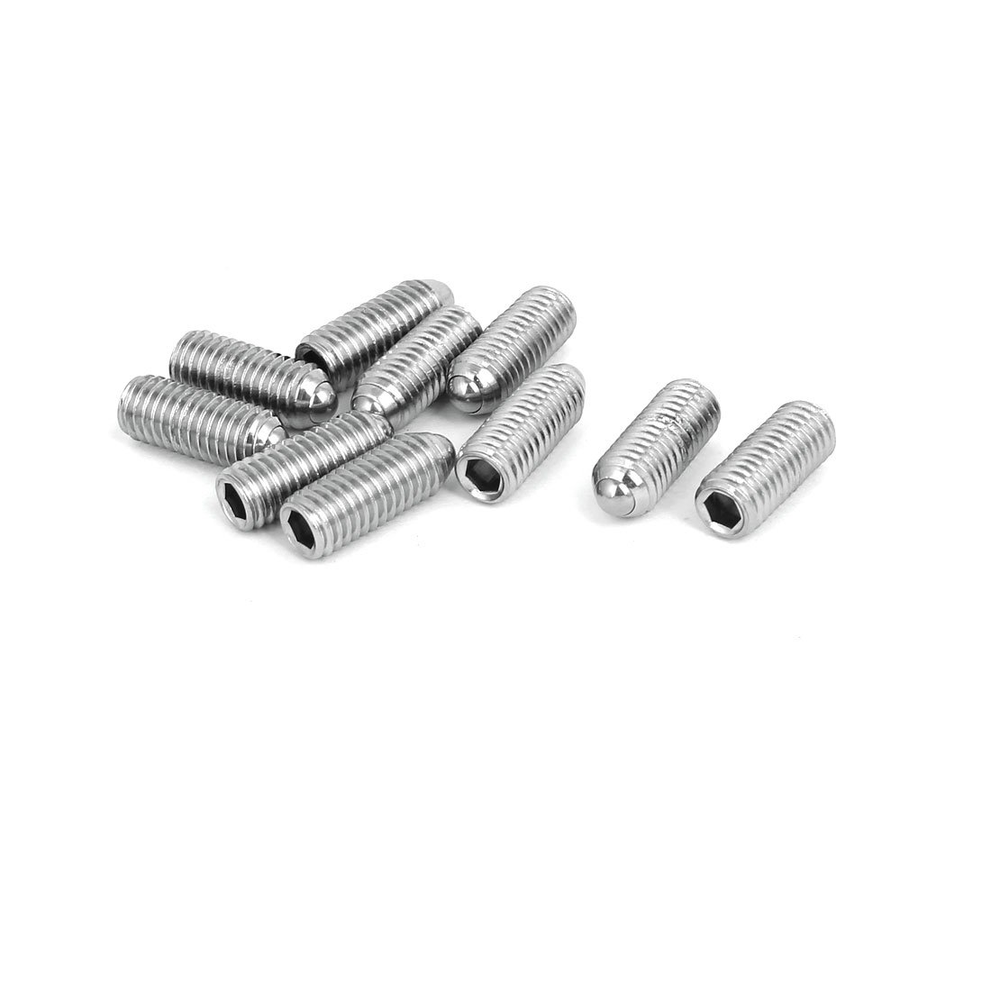 uxcell M8x20mm 304 Stainless Steel Spring Hex Socket Ball Point Grub Set Screws 10pcs