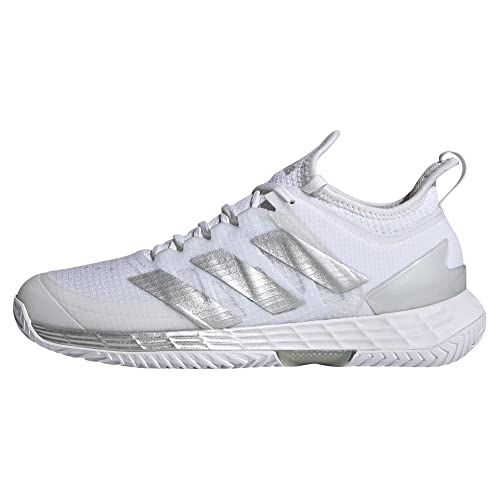 adidas Women's Adizero Ubersonic 4 Tennis Shoe, White/Silver Metallic/Grey, 7