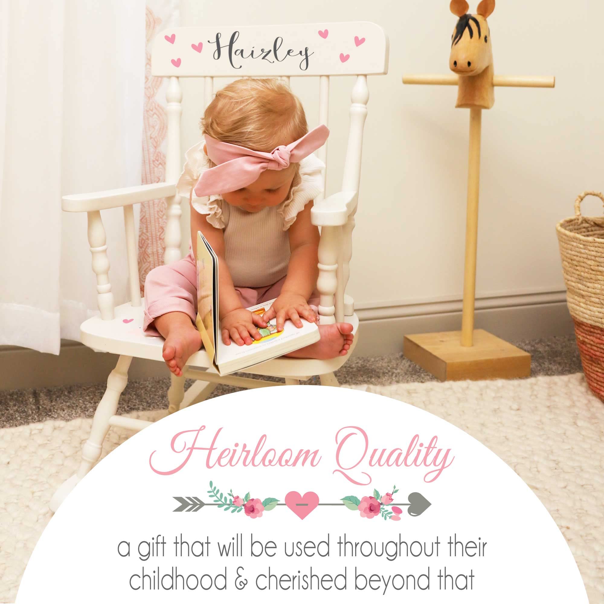My Bambino Children's Personalized White Rocking Chair I Love You to The Moon and Back