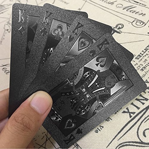 EMFK 54pcs/Pack Fashion Gold Foil Poker Novelty Collection Waterproof PVC Plastic Color:Black