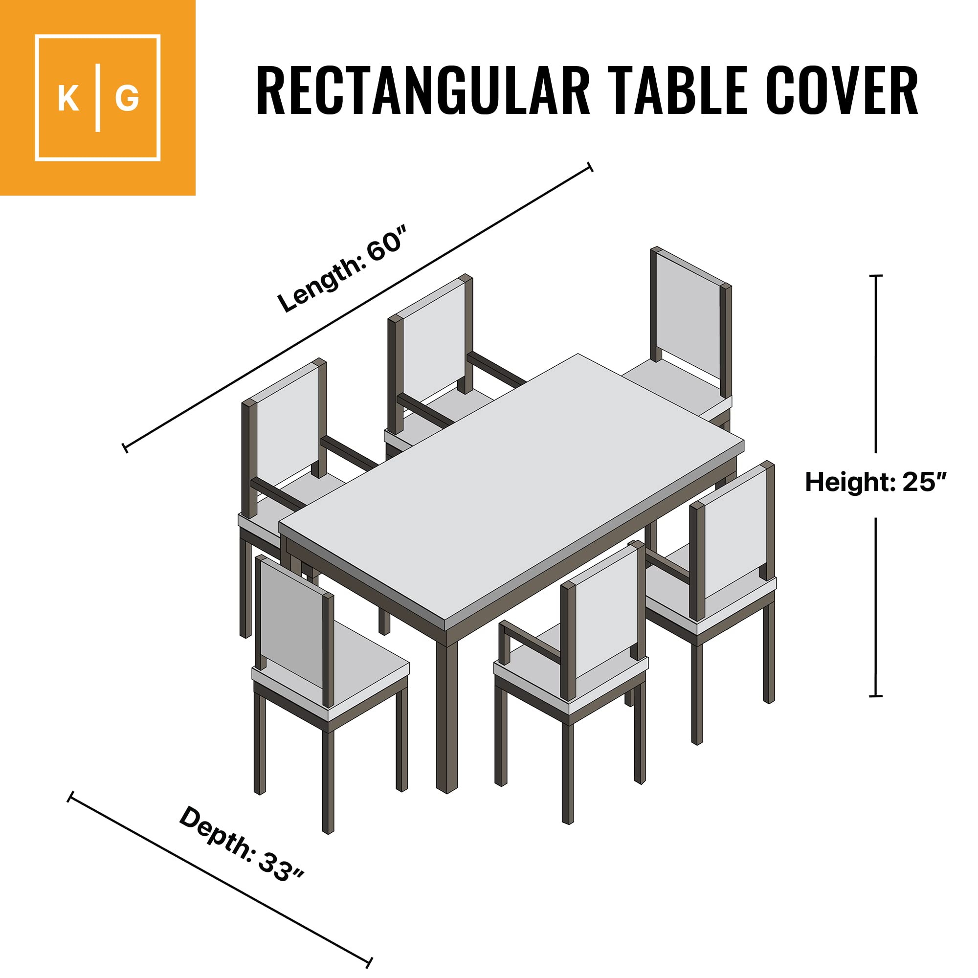 KHOMO GEAR Heavy Duty Outdoor Furniture Cover - Waterproof Square & Rectangular Covers with Air Vents - for Ottoman, Tables, Coffee Side Tables and Others