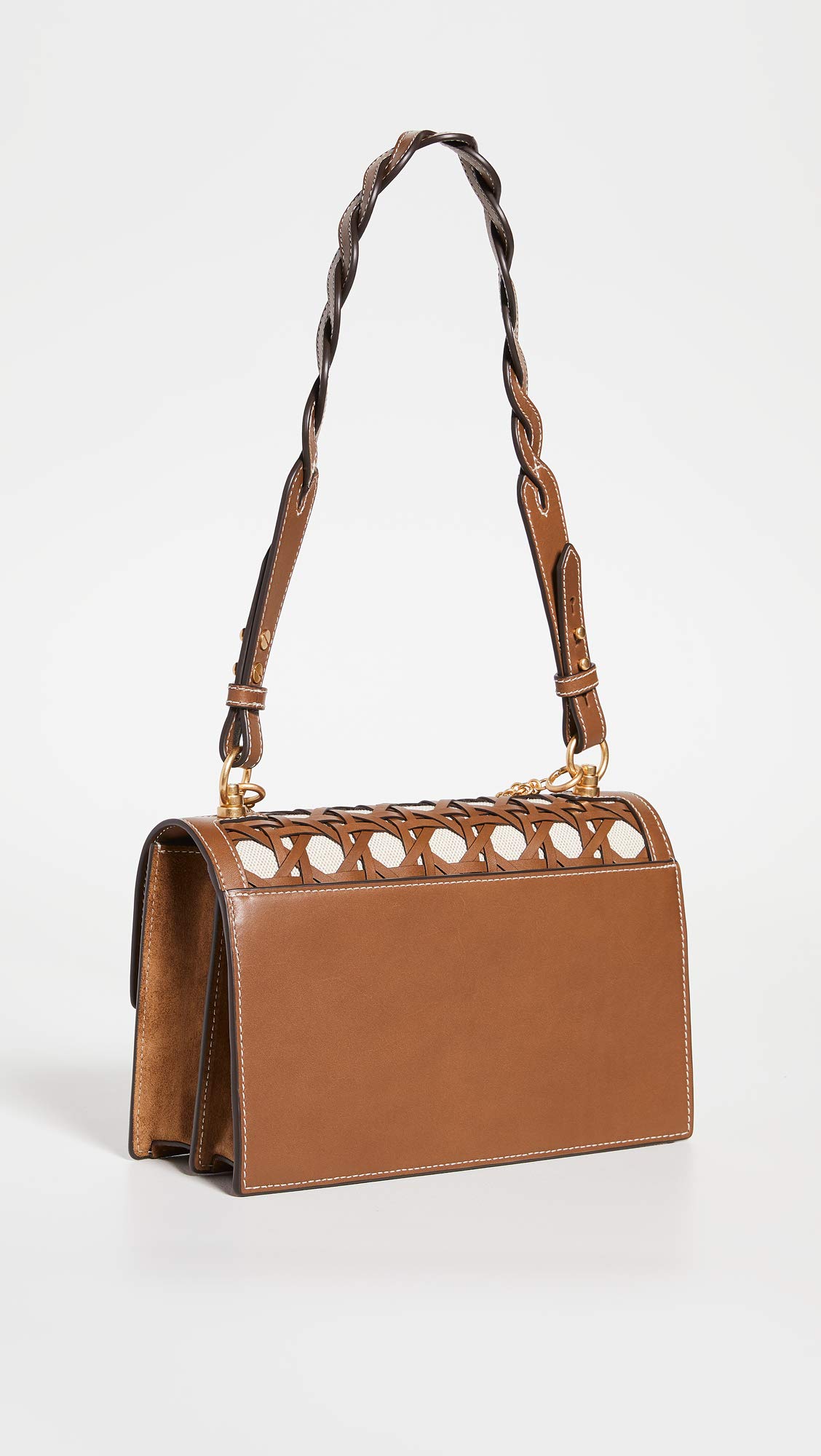 Tory Burch Women's Miller Basketweave Shoulder Bag, Moose, Grey, One Size