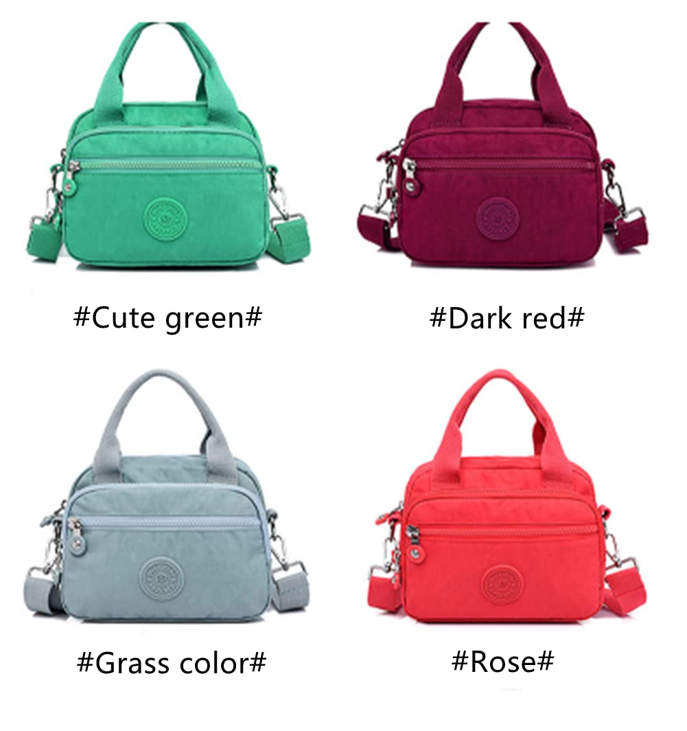Jie★L Shi Small Travel Crossbody Bag Handbag Nylon Shoulder Bag for Women (Grass color)