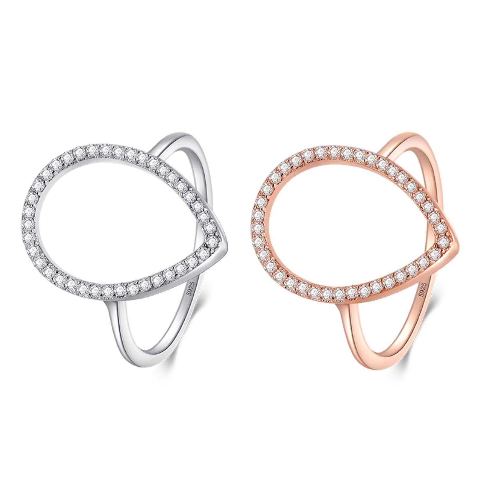 925 Silver Water Drop Geometric Finger Rings Women's Atmospheric Wedding Jewelry Gifts