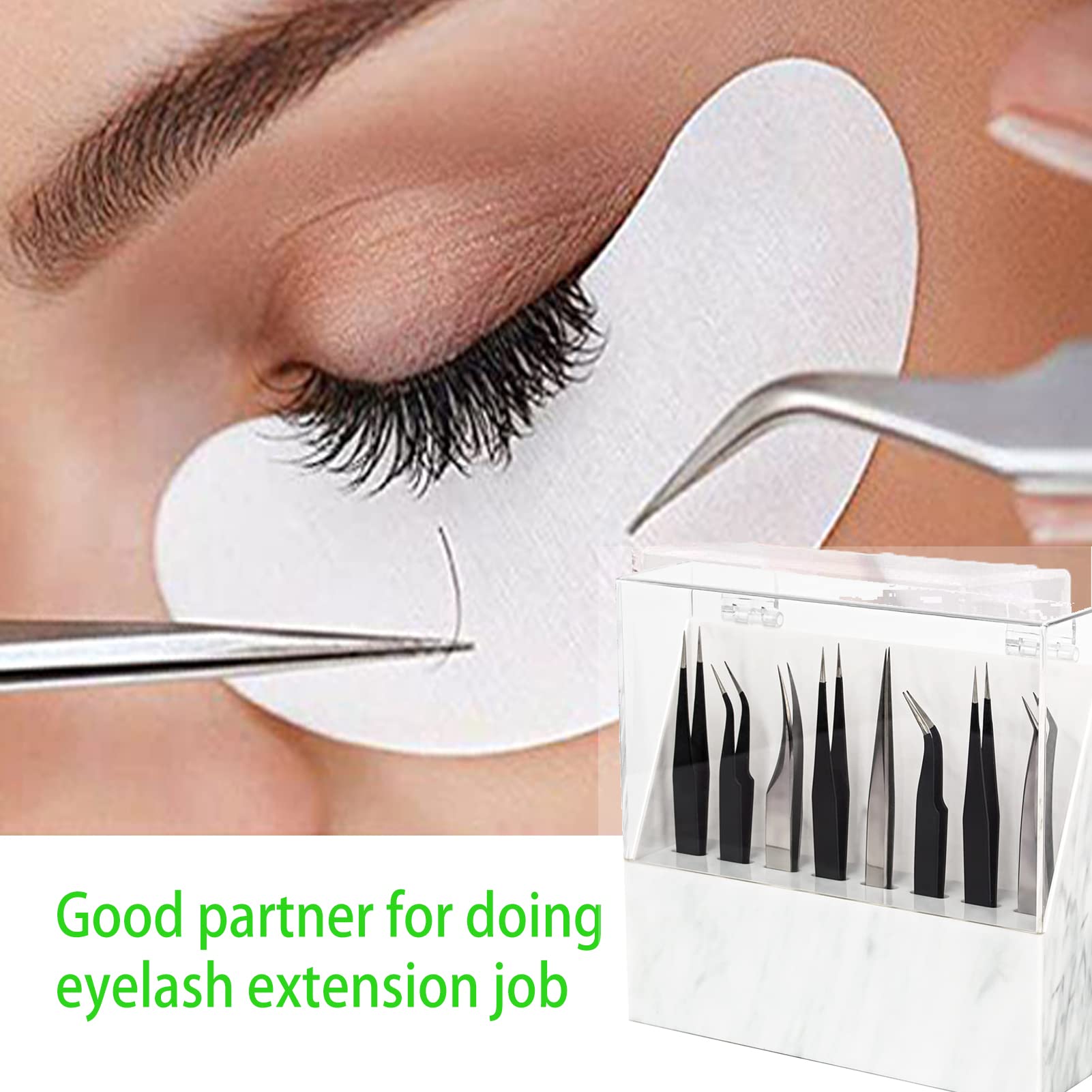 BUCICE Tweezer Holder Stand for Eyelash Extension Dust-proof Eyelash Curler Storage Rack 8 Hole Acrylic Display Stand Eyelash Extensions Supplies Rack for Salon and Home Use