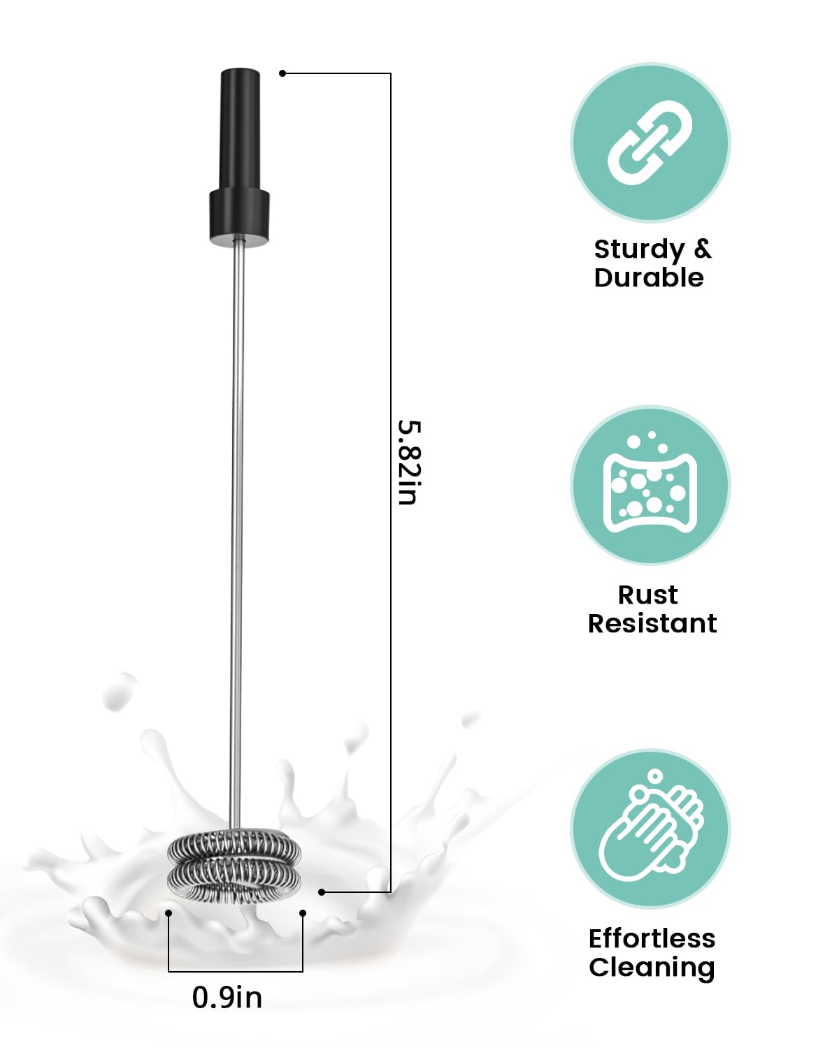 Maestri House Rechargeable Milk Frother Whisk Rods (2 Pcs)
