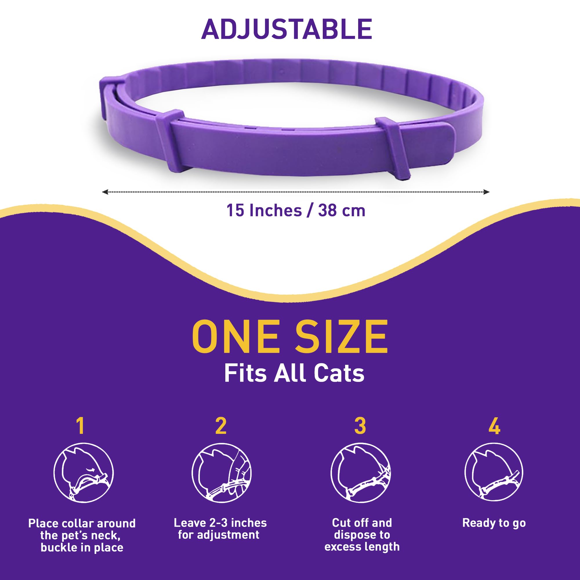 PetAtlas 4 Pack Calming Collar for Cats – Pheromone Cat Calming Collar Cat Anxiety Relief and Stress – Adjustable Water Resistant Breakaway Calming Collars Natural Ingredients Pheromones Rapid Effect
