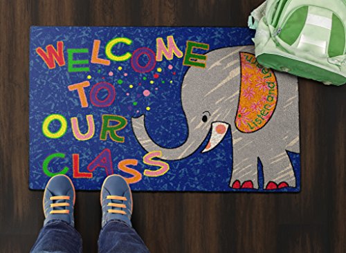 Flagship Carpets Childrens Multicolor Welcome Mat for Classroom or Kids Home School Room, Kids Room and Playroom or Entryway Rug, 2' x 3', Elephant