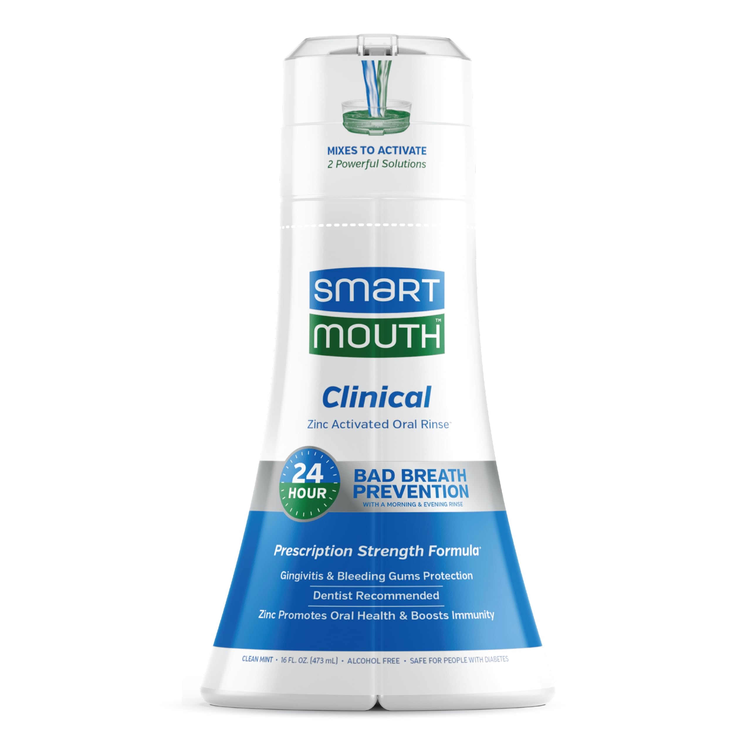 SmartMouth DDS Activated Clinical Mouthwash - Adult Mouthwash for Fresh Breath - Clinical Strength Mouthwash for Gum Health, Gingivitis & More - Clean Mint Flavor, 16 fl oz