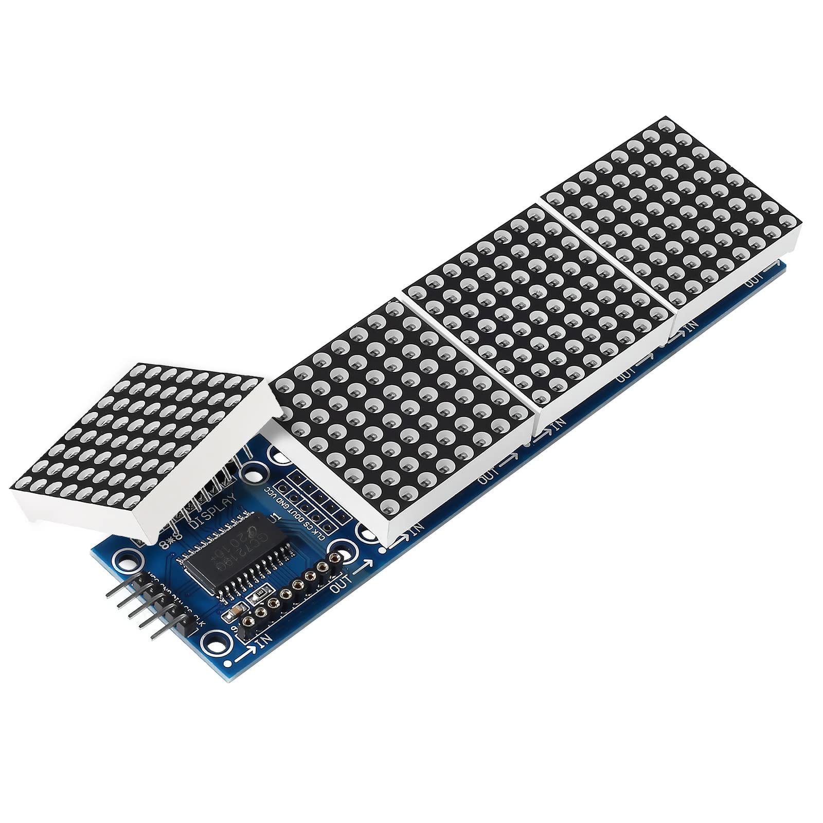 AOICRIE 2PCS MAX7219 Dot Matrix Module for Arduino Microcontroller 4 in 1 Display with 5pin Line for Arduino for Raspberry Pi (Red)