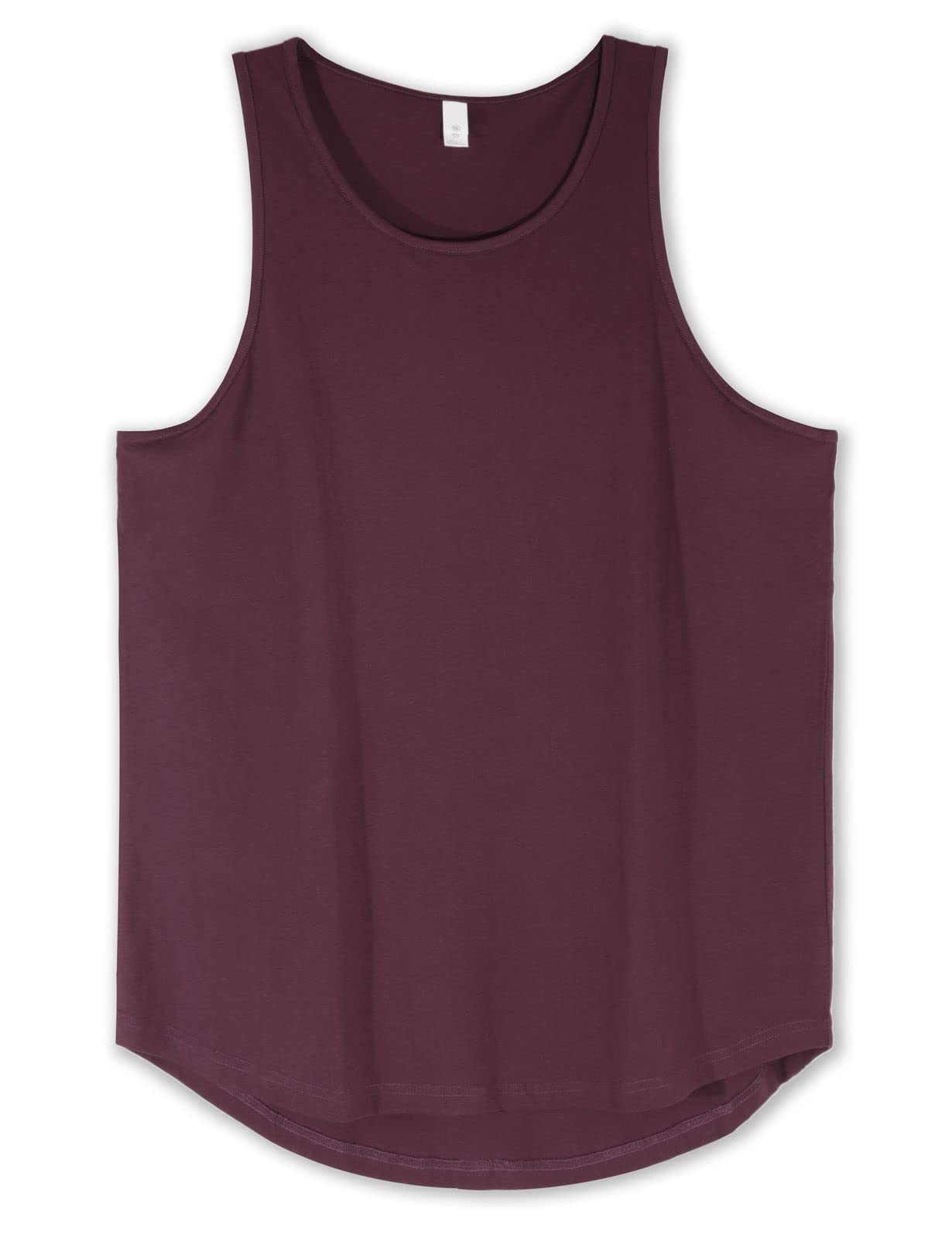 Allsense Men's Hipster Hip Hop Longline Dropcut Solid Curved Hem Tank Top Shirts 3XL Wine