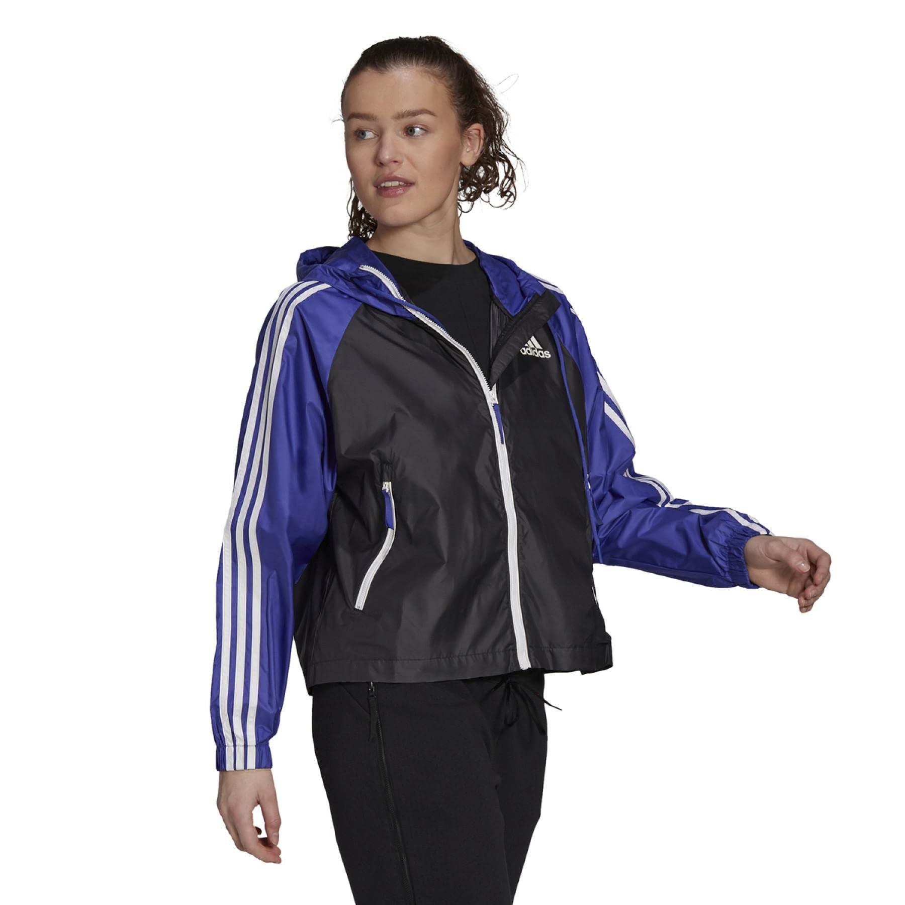 adidas Womens Basic 3-Stripes Wind Jacket Semi Night Flash X-Large