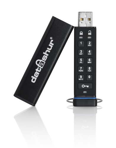 iStorage datAshur 16 GB Secure Flash Drive - Password Protected, Dust and Water Resistant, Portable, Military Grade Hardware Encryption USB 2.0 IS-FL-DA-256-16