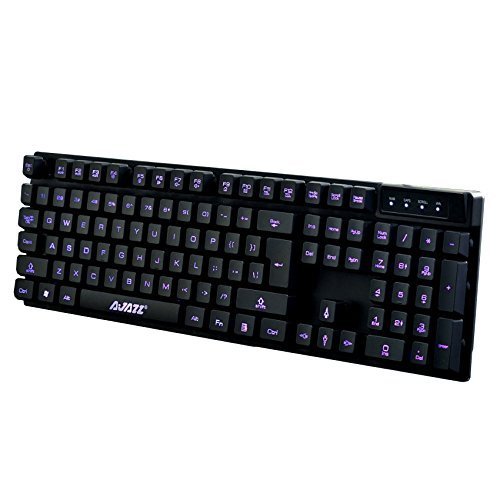 FOME ajazzkeyboard1 A-Jazz Cyborg Soldier ABS Plus PC 3 LED Backlit Illuminated Gaming Keyboard Ultra-Thin Metal Base Black Plus Gift, Red/Blue/Purple
