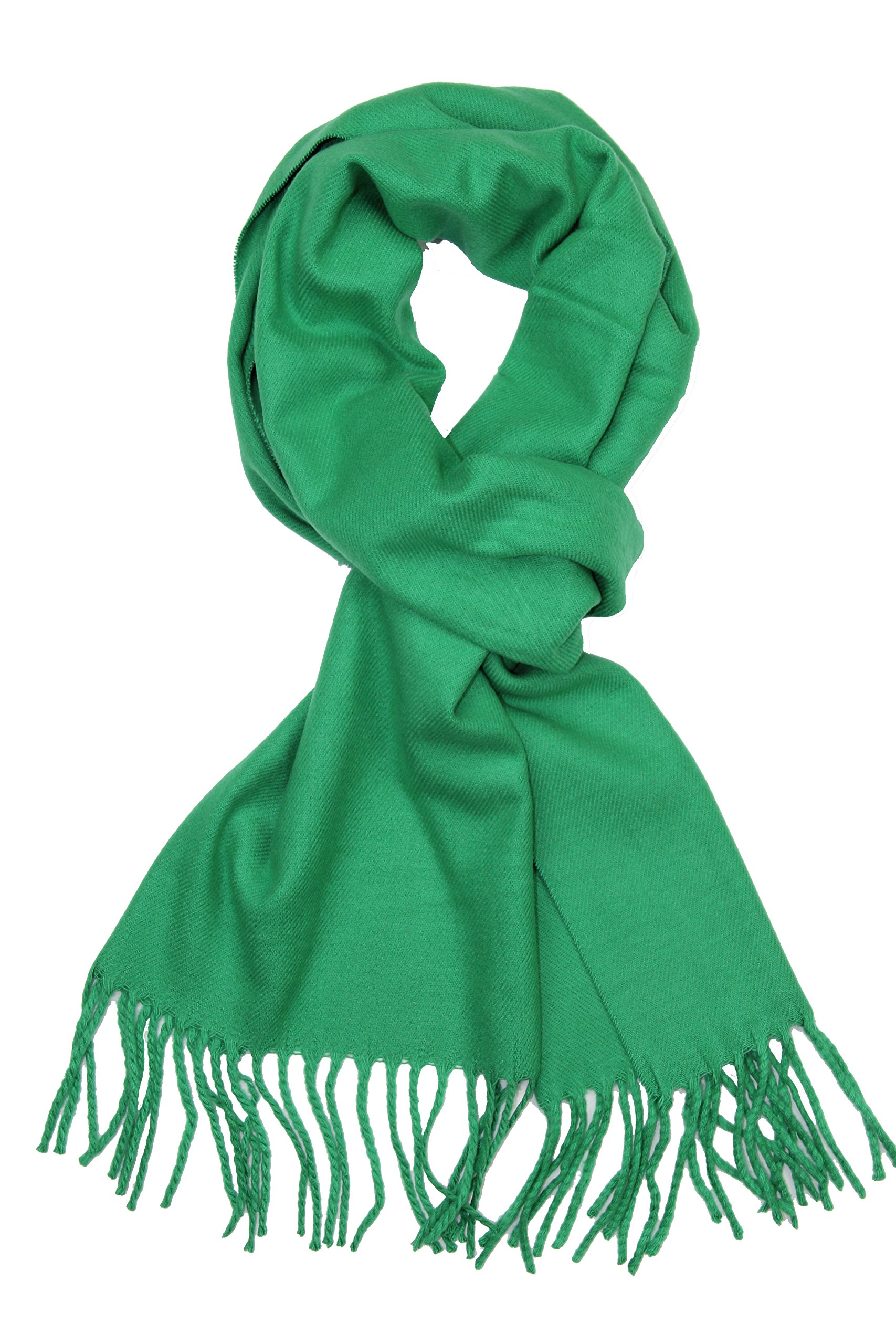Achillea Solid Color Cashmere Feel Winter Scarf Unisex Soft & Warm Plain Scarf (Kelly Green)
