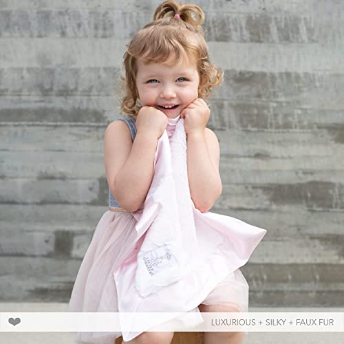 Little Giraffe Baby Blanket - Luxe Soft Blanket with Satin Trim - Baby Stroller Blanket - Newborn Baby Essentials & Baby Gifts - 17" x 17" - Cornflower
