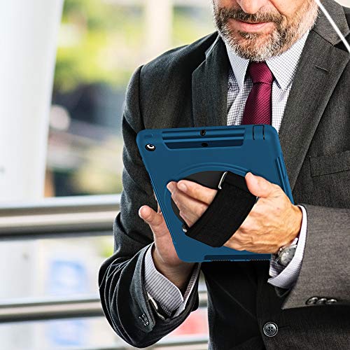 iPad Air (Air 1) Case Heavy Duty 9.7 with Screen Protector - Hand Strap,Shoulder Strap, Hardback, 360 Rotatable Kickstand, Shockproof - A1474 A1475 MD785LL/A (Blue)