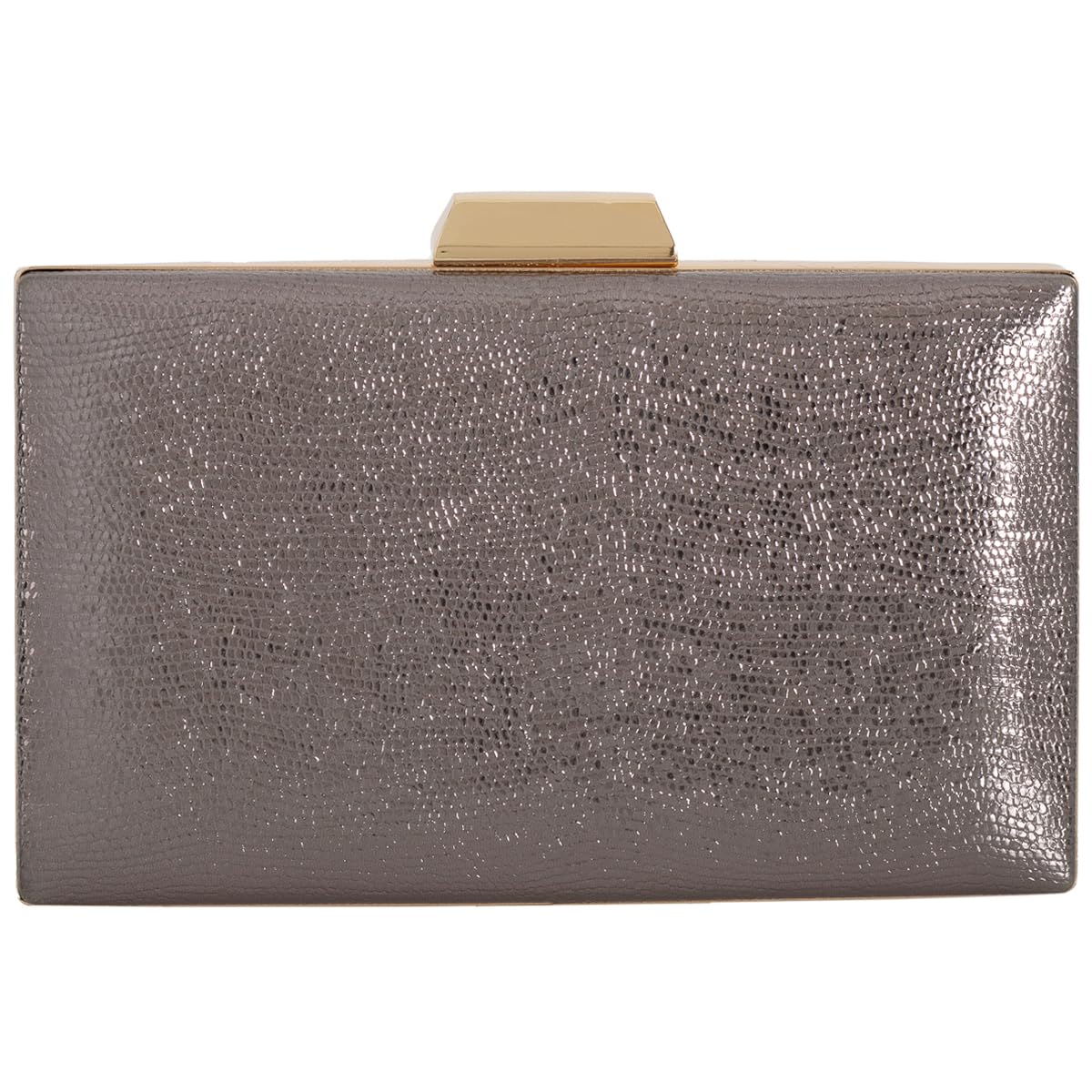 JNB Women's Metallic Material Hard Case Evening Party Clutch,Gold