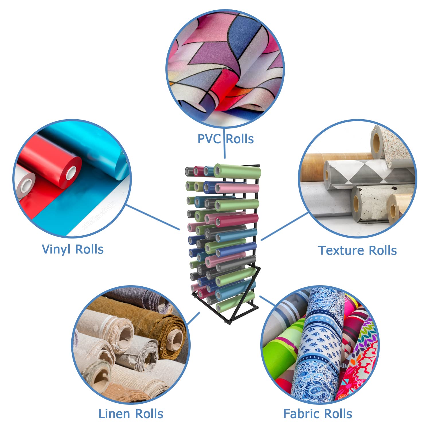 INNOVART Vinyl Roll Floor Storage Rack, Vinyl Roll Holder, Viny Roll Storage Rack for Craft Room, Vinyl Storage Organizer for Cricut, Linen Rolls, Fabric Rolls, Texture Rolls and Vinyl Rolls, 40 Rolls