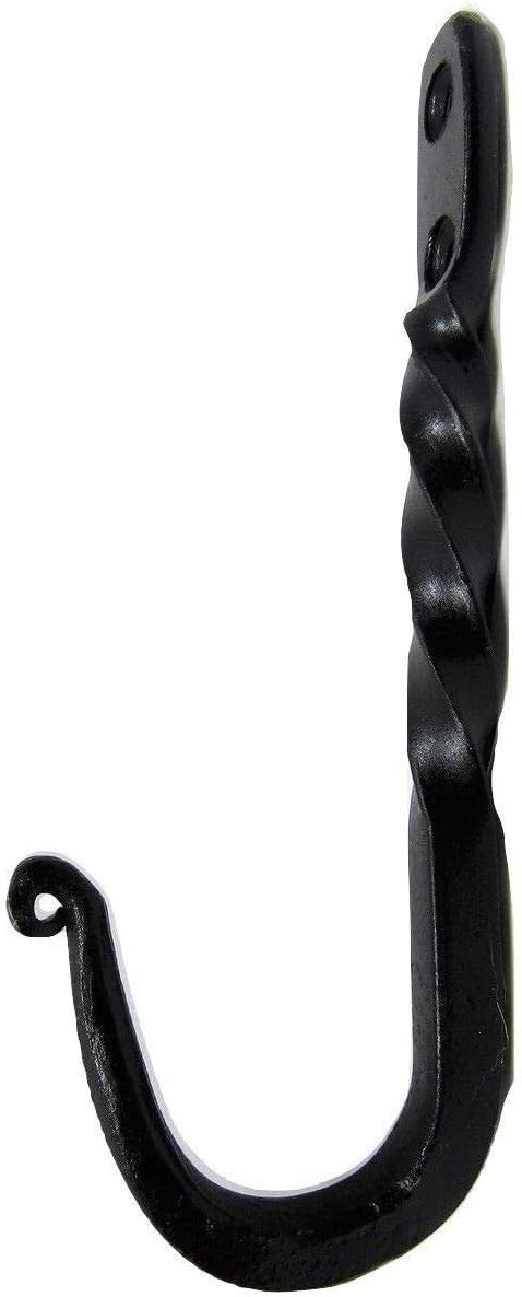 Black Antique Style Heavy Duty 5" Wrought Iron Forged Colonial Twisted Coat Hook