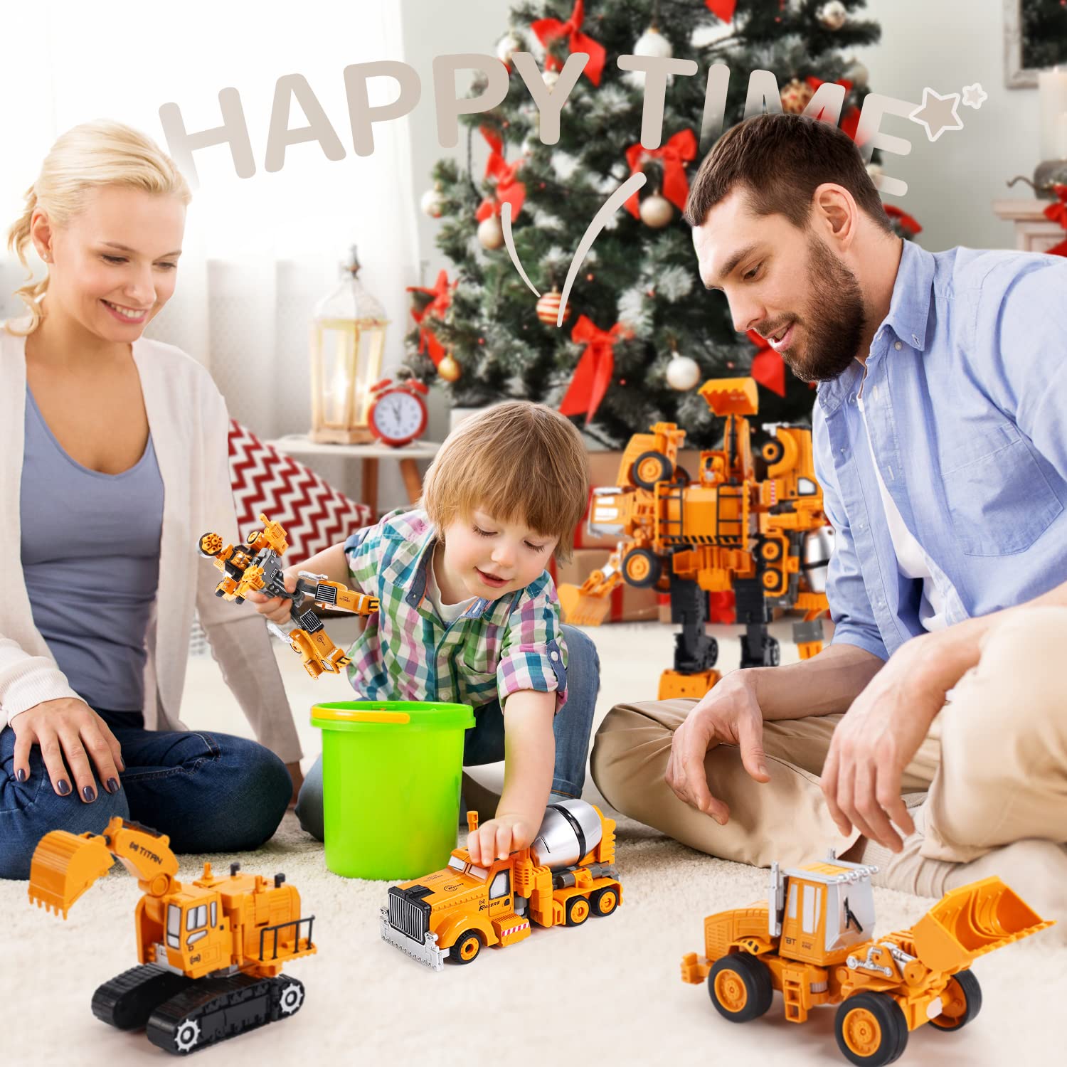 HOLYFUN 5 in 1 Transform Toys, Transform Construction Truck, Great Gift for 3 4 5 6 7 Years Old Kids, Boys and Girls