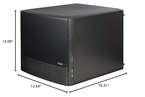 Fractal Design Node 804 - Black - Cube Compact Computer Case - mATX - High Airflow - Modular Interior - 3X Fractal Design Silent R2 120mm Fans Included - USB 3.0 -Window Side Panel