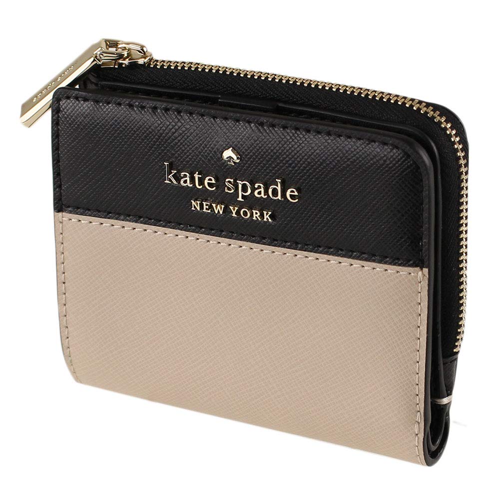 Kate Spade New York Staci Colorblock Small L-Zip Bifold Wallet in Warm Beige Multi
