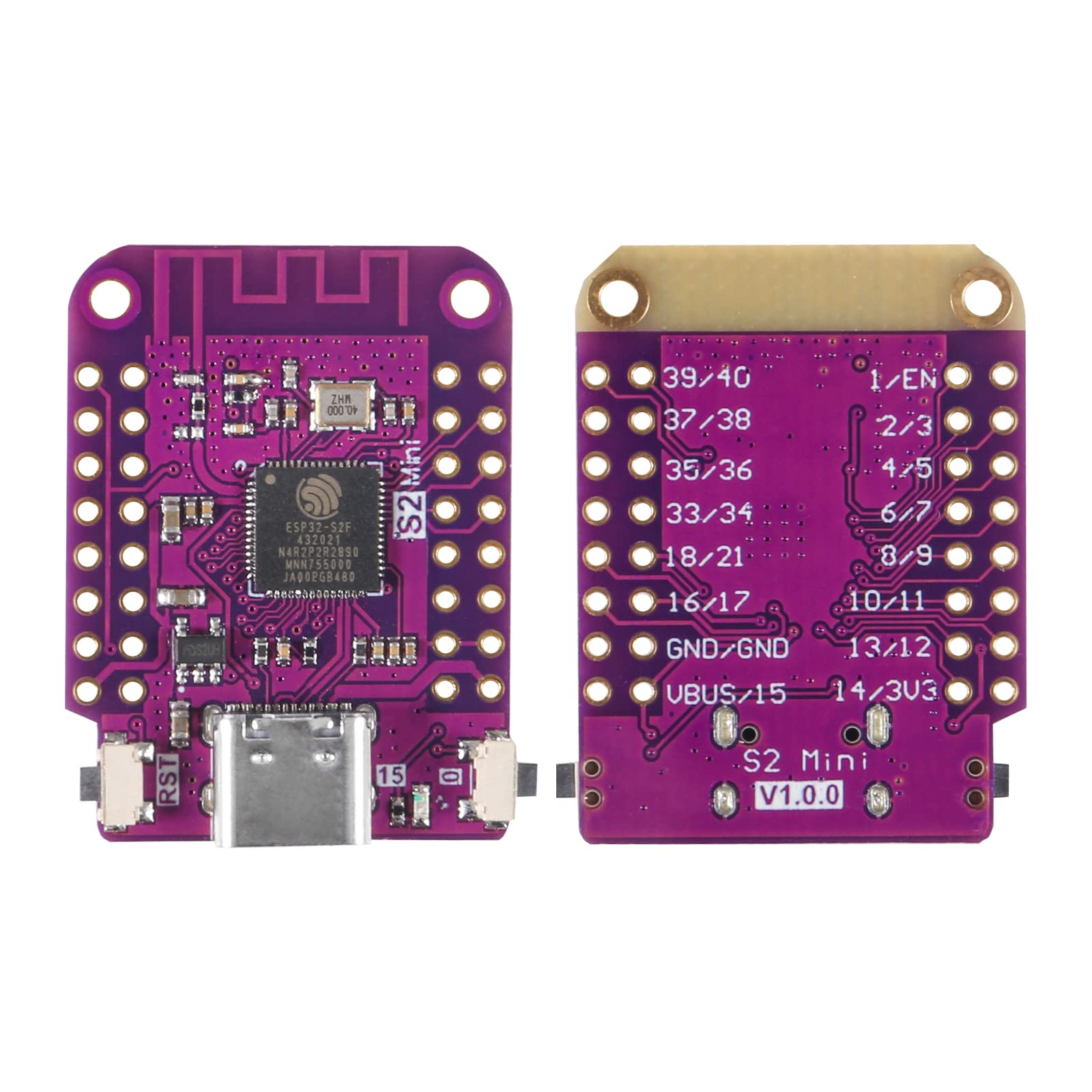 ALAMSCN 2PCS Wemos/Lolin ESP32 S2 Mini WiFi IOT Board Based ESP32-S2FN4R2 4MB Flash 2MB PSRAM Type-C Connection Compatible with MicroPython