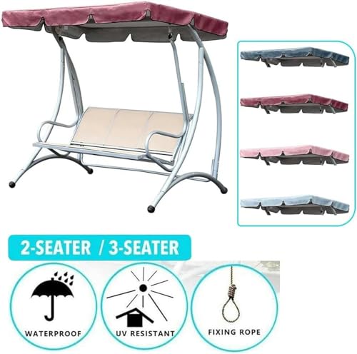 BTURYT 210DSwing Sun Shade Cover Replacement Canopy Seat Chair Sunshade Waterproof Cloth Swing Garden Rocking 2or3 Seats Outdoor Seat Hammock Bench(Only Cover)