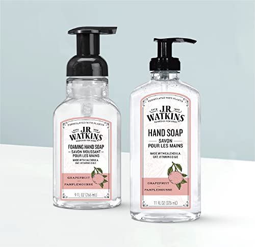 J.R. Watkins Foaming Hand Soap Pump with Dispenser, Moisturizing All Natural Hand Soap Foam, Alcohol-Free, Cruelty-Free, USA Made, Use as Kitchen or Bathroom Soap, Grapefruit, 9 fl oz, 6 Pack