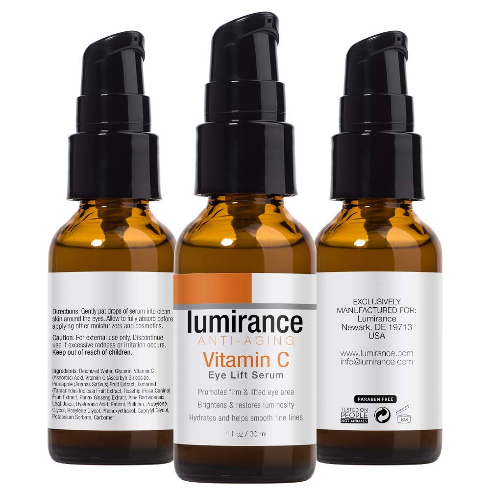 Lumirance Vitamin C Eye Lift Serum, Minimizes the Look of Wrinkles and Crows Feet, Helps with Firming and Dark Circles, 30ml/1 fl oz