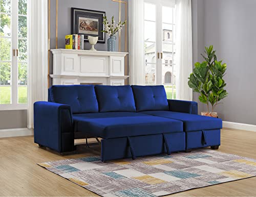 Legend Vansen 91'' L-Shaped Convertible Sectional Sleeper Sofa with Pull-Out Bed and Storage,with Reversible Chaise,Convertible Sofa for Living Room and Apartment