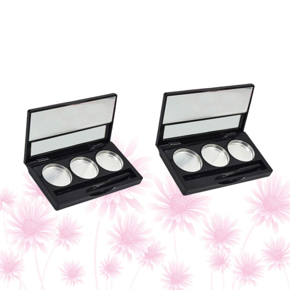 Lurrose Empty Magnetic Eyeshadow Palette 3 Colors Empty Eyeshadow Case Box Empty Magnetic Cosmetics Makeup Powder Sample Container 2Pcs 26mm