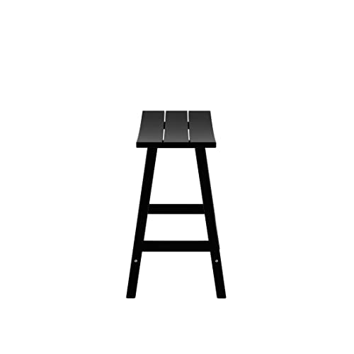 WO Home Furniture Saddle Stool 24"-Inch Adirondack HDPE Backless Patio Kitchen Counter Stool Seat (Black)